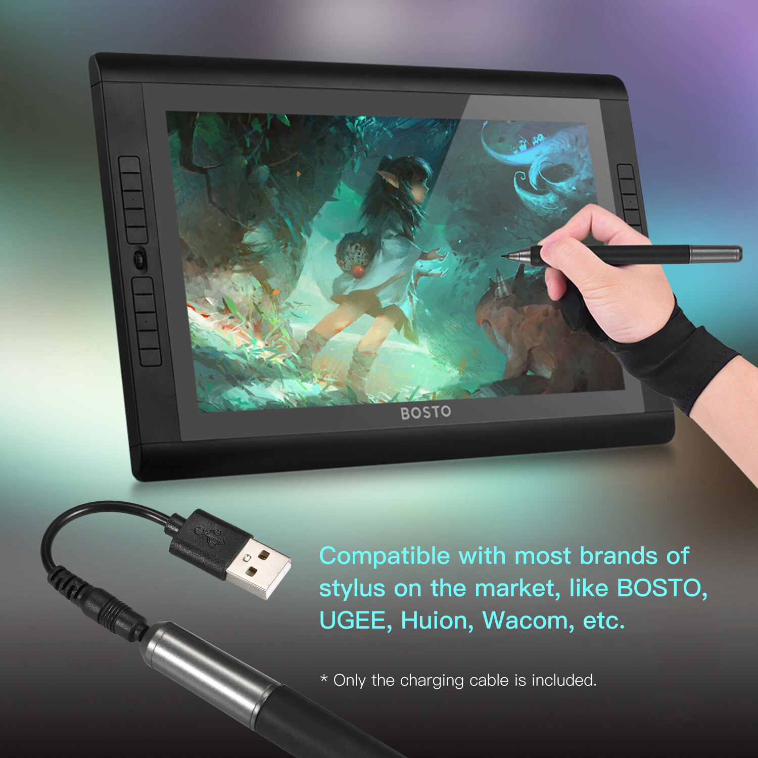 BOSTO Stylusสายชาร์จสายชาร์จUSB 12 ซม.เข้ากันได้กับปากกาBOSTO/UGEE ...