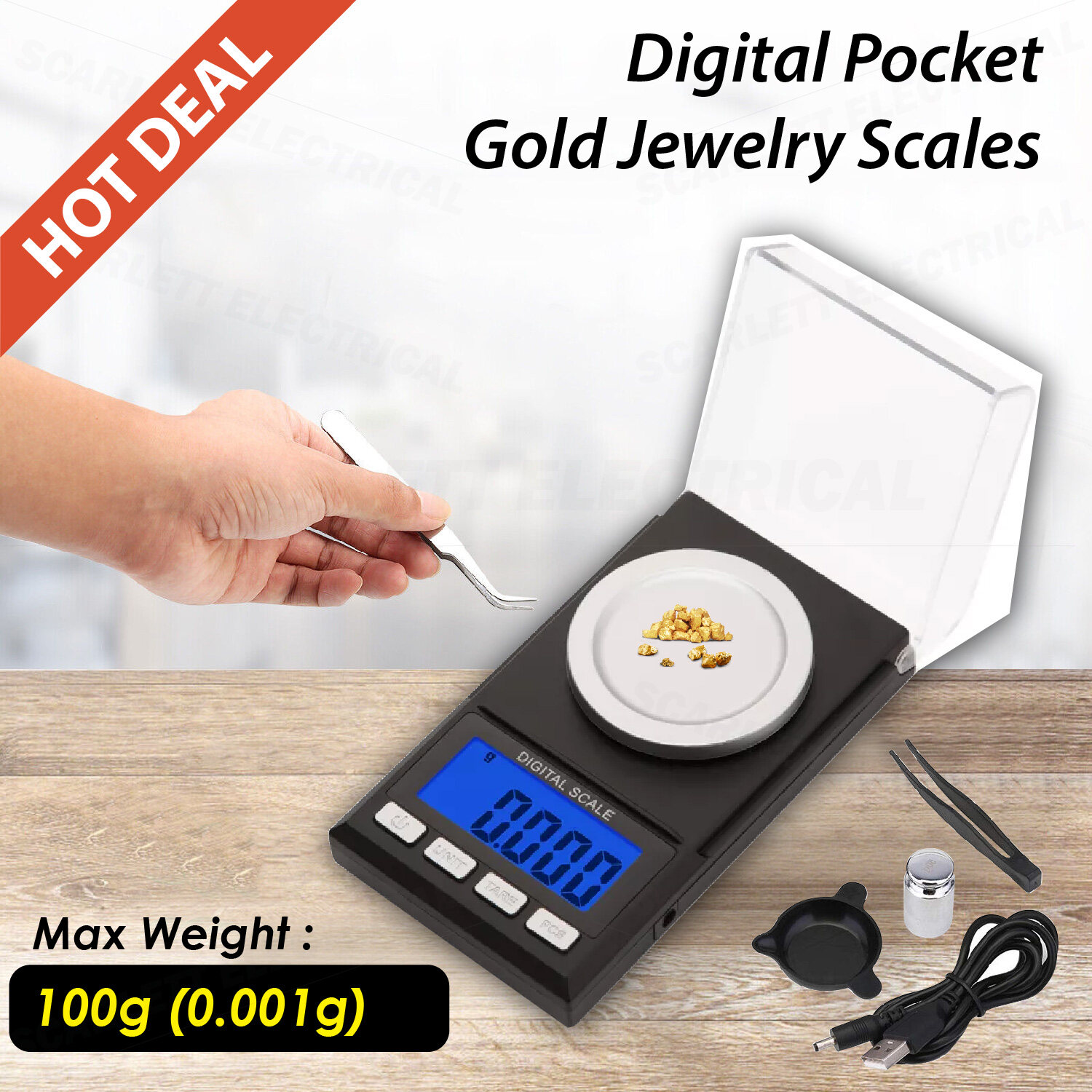 100g High Precision Pocket Scales Gold Jewellery Weighing Electronic ...
