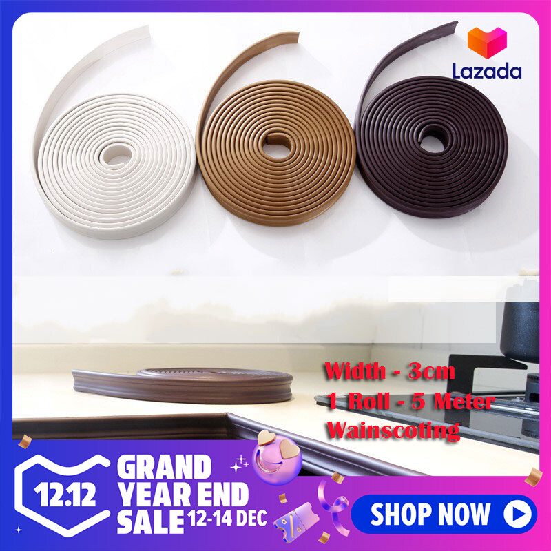 【Ready Stock & Local Delivery】 3cmx5m Wainscoting Wall Skirting DIY ...