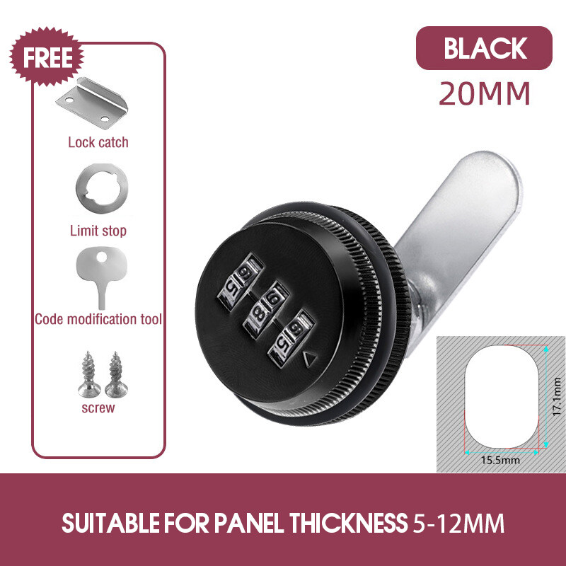 3 Digit Combination Cam Lock Combination Password Box Lock Keyless ...