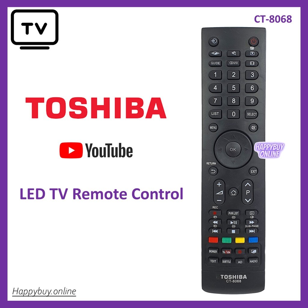TOSHIBA Regza LED TV Remote Control CT-8068 Toshiba Replacement TV ...