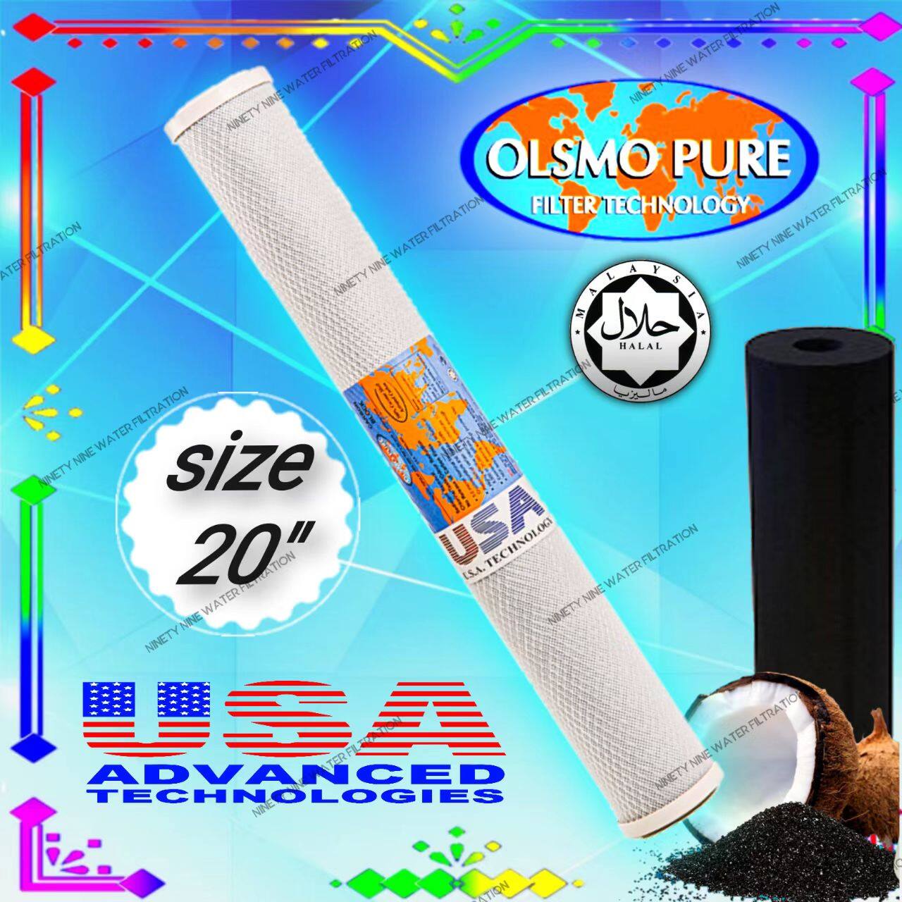 HALAL OLSMO PURE 20" CTO CARBON BLOCK FILTER CARTRIDGE WATER FILTER ...