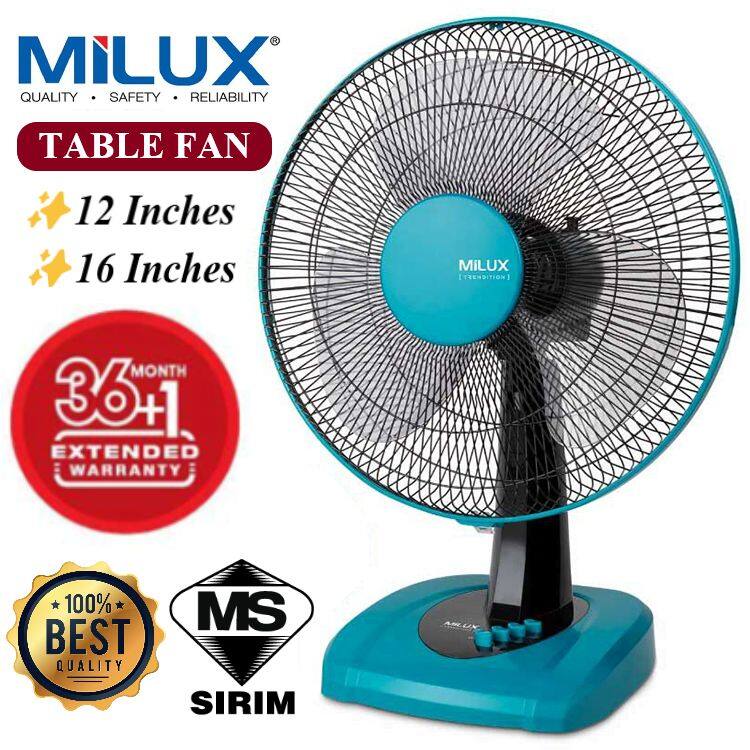 SIRIM APPROVED + READY STOCK MILUX Table Fan 12" 16" Kipas Meja Desk ...