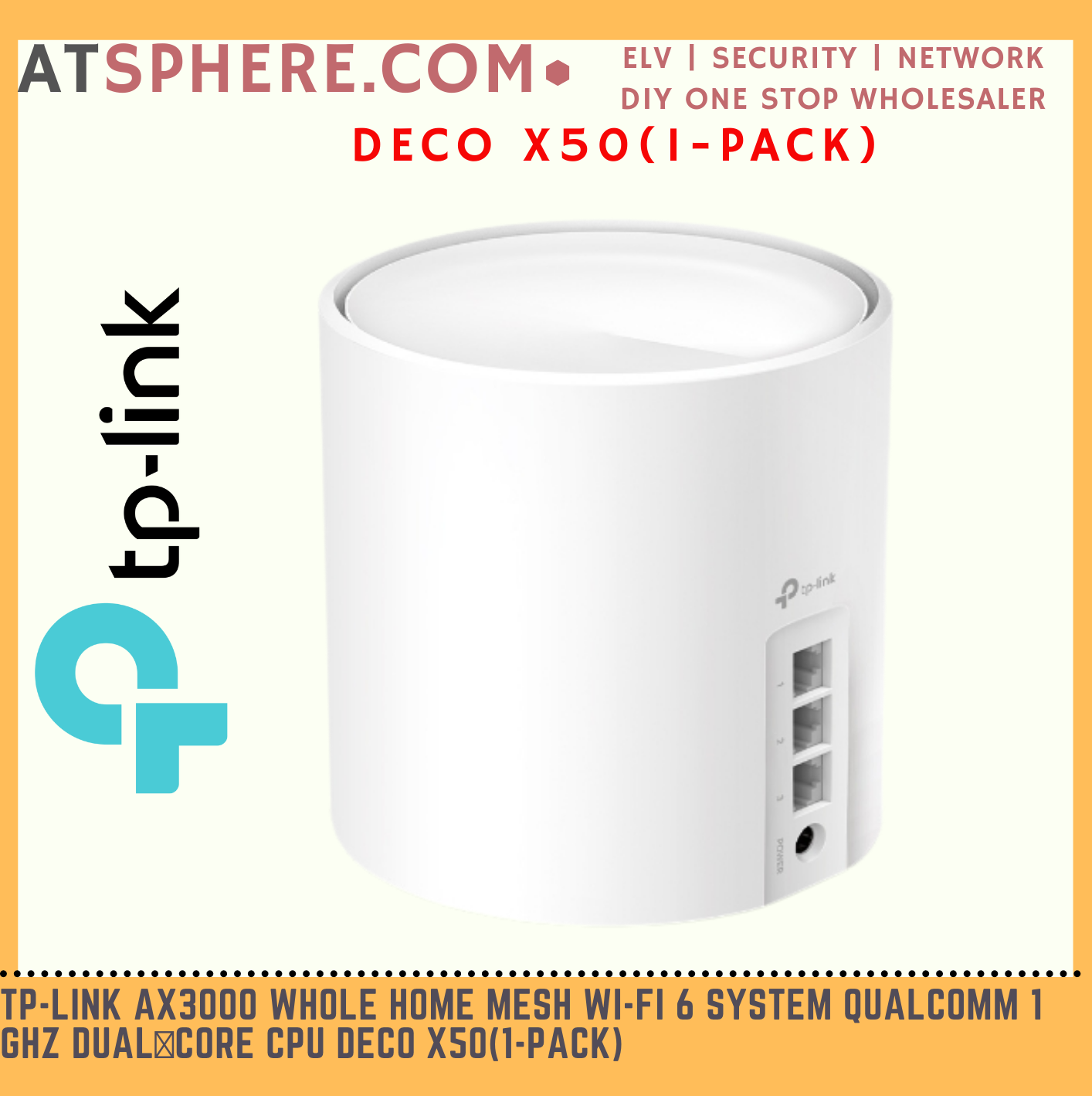 TP-LINK Tplink Deco X50 1pcs AX3000 Whole Full Home Mesh Wifi 6 System ...