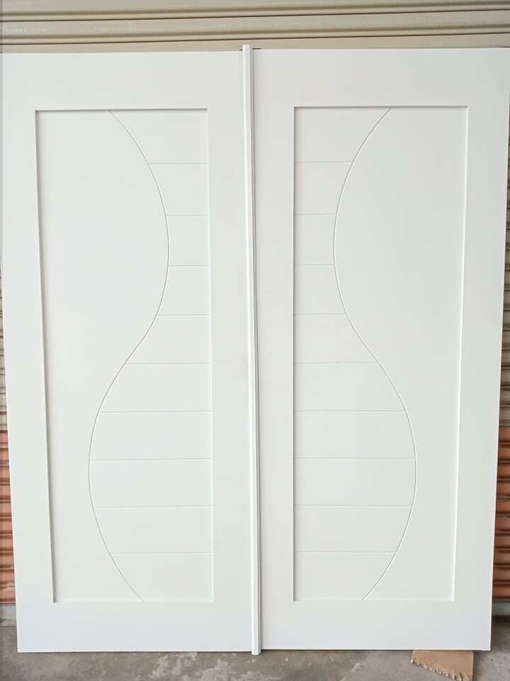 Pintu Kayu Depan Rumah (Full Solid Core) Wooden Door Design Line Double ...