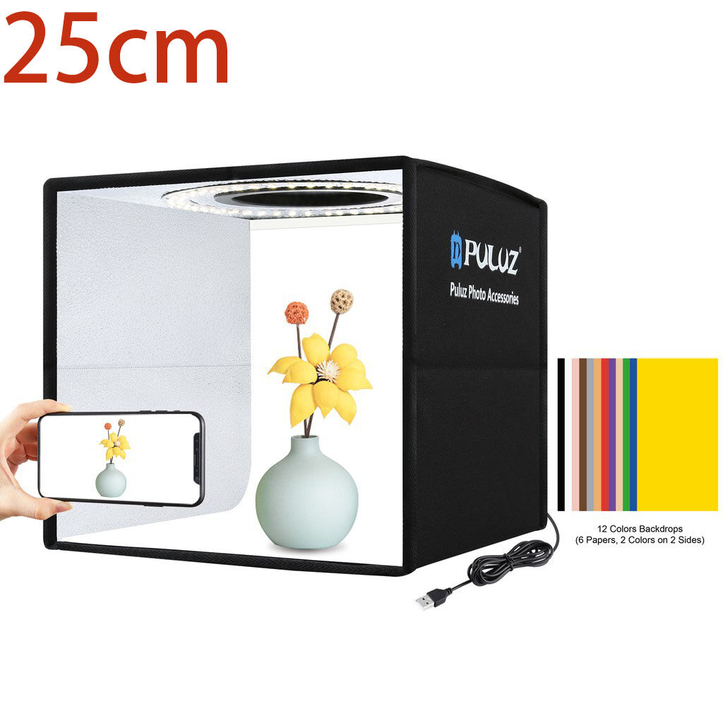 【Genuine Ready Stock】PULUZ 25cm Folding Portable Photo Lighting Studio ...