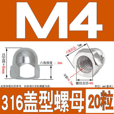 316 Stainless Steel Cap Nut Decorative Nut Cap M4 M6 M8 M10-M20 | Lazada