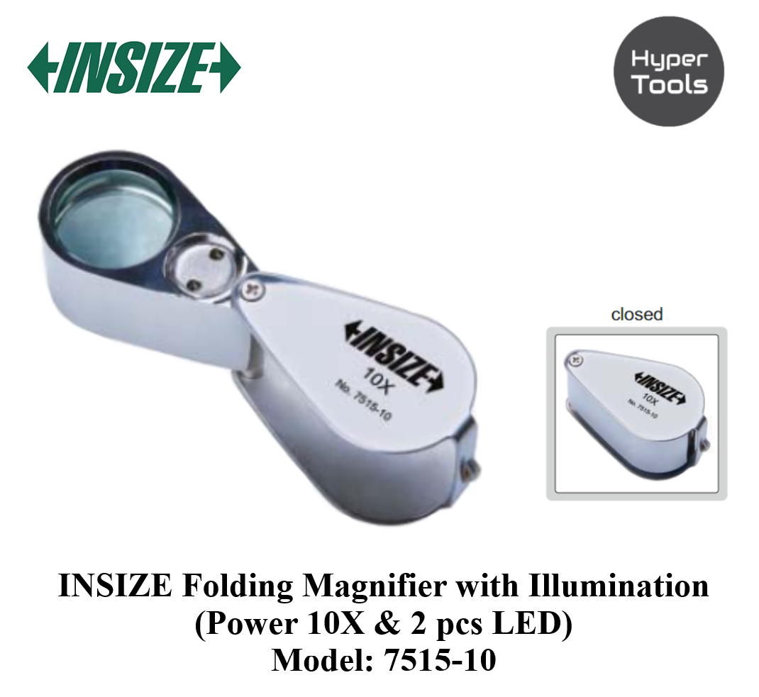 INSIZE Folding Magnifier with Illumination (Power 10X & 2 pcs LED ...