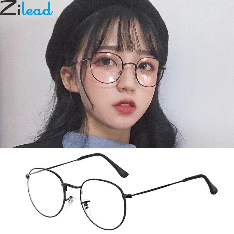 Gold Frame Glasses Women Men Spectacle Frame Clear Lens Round Glasses ...