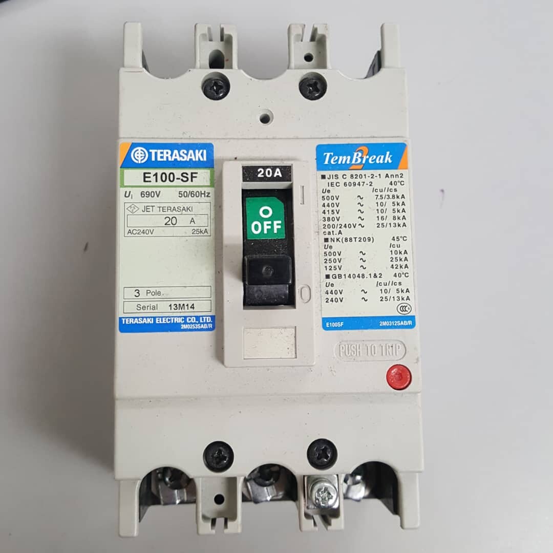 TERASAKI MCCB E100-SF 3POLE 20A 25KA | Lazada