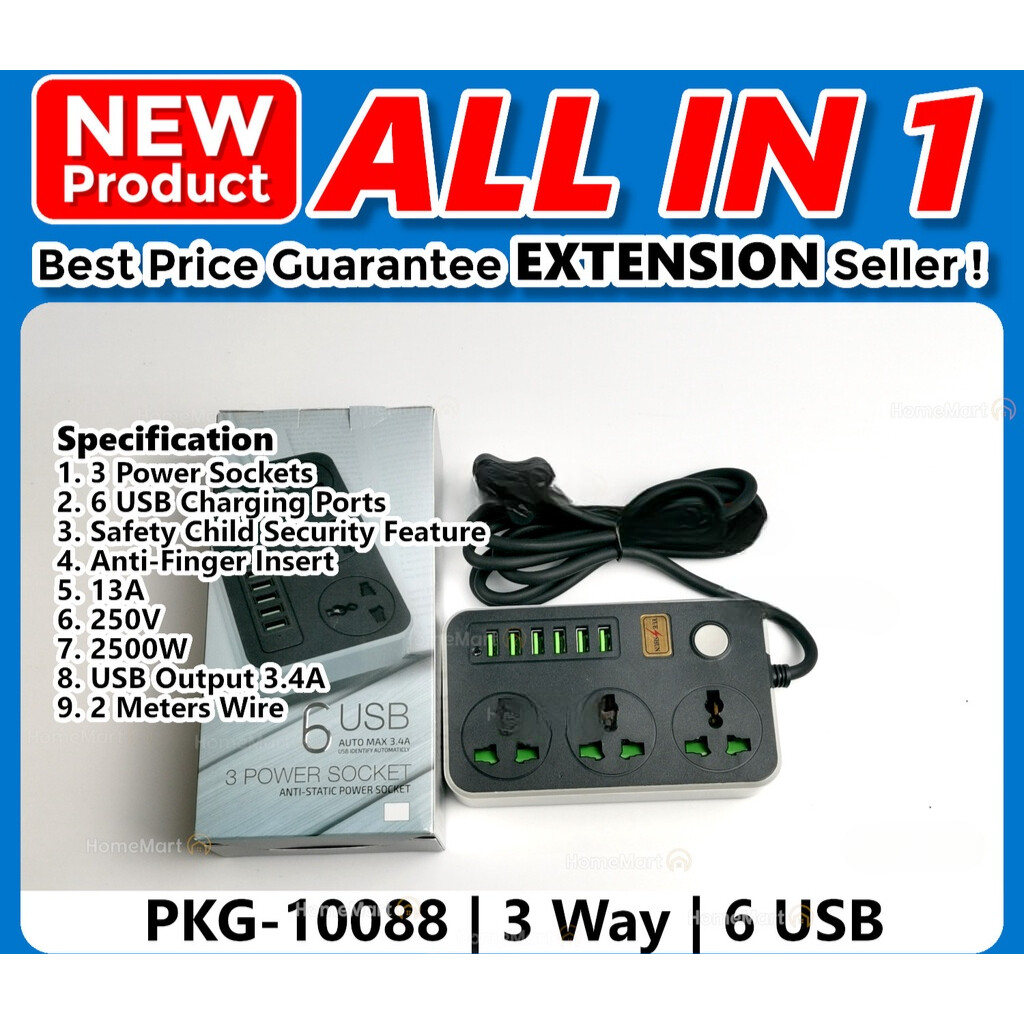 Extension Wire Extension Plug With USB Trailing Power Adapters Quick ...