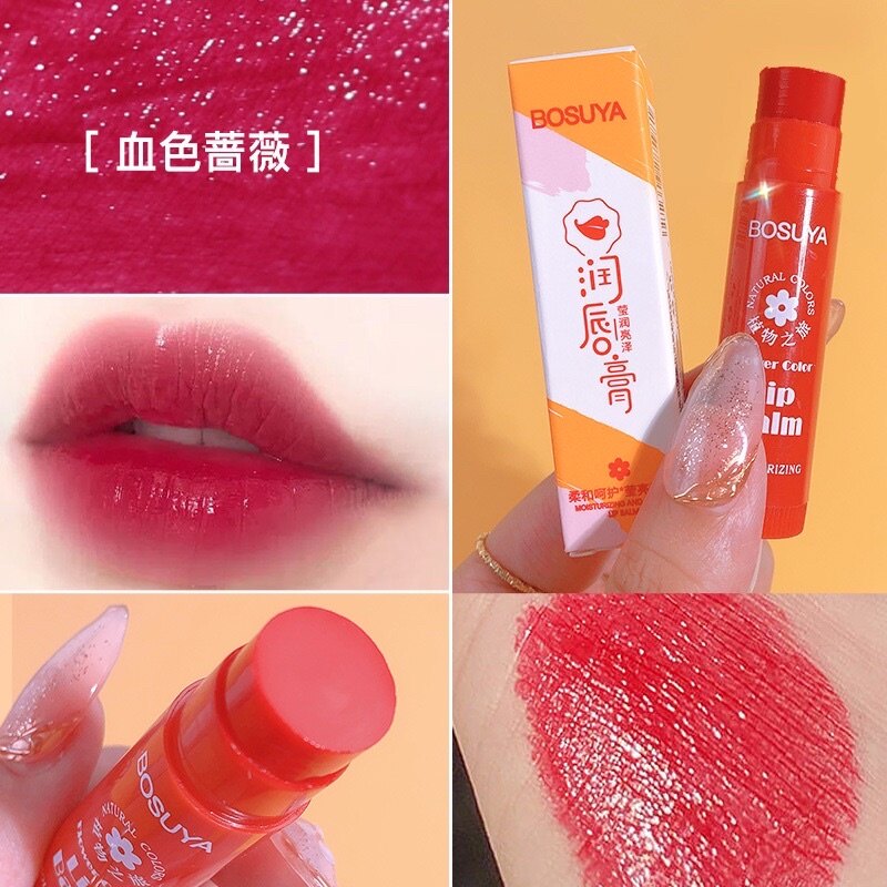 BOSUYA Natural Plant Colored Lip Balm Long-lasting Moisturizing Lip ...