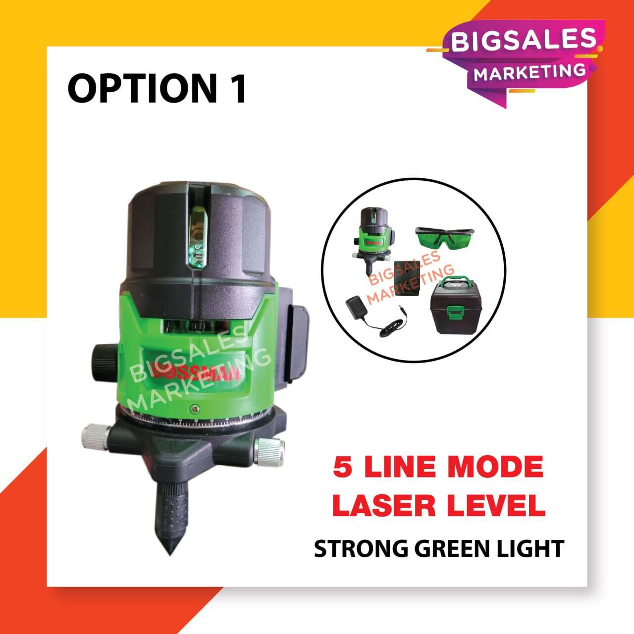 5 Lines BOSSMAN BGL-5 High Quality Green Laser Level Machine with ...