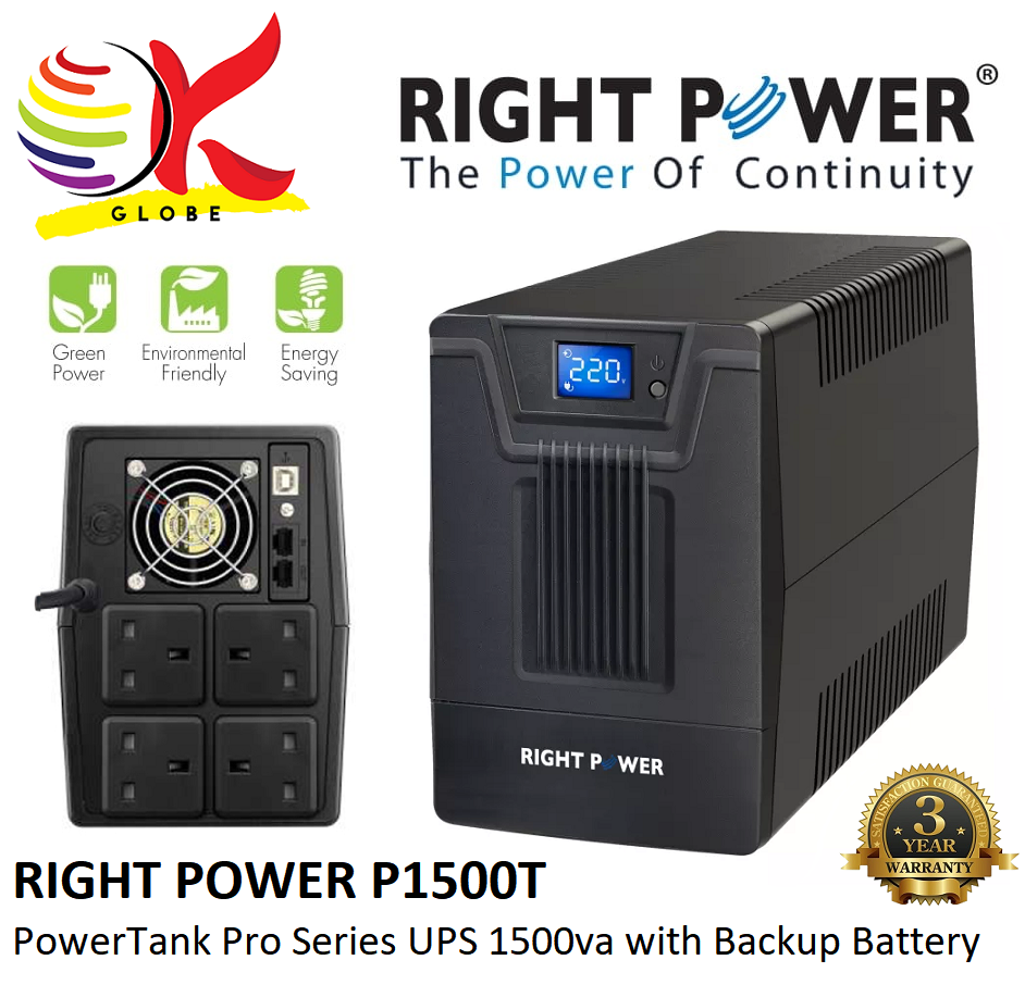 RIGHT POWER 1500VA UPS (POWERTANK PRO P1500T) AVR AVS AUTOMATIC VOLTAGE ...