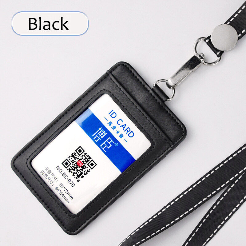 Leather Staff Office Worker Badge Card Holder Business Work Permit Name ...
