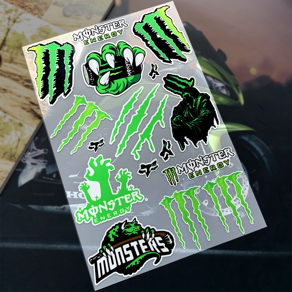 Motorcycle Reflective Sticker Front Windshield Fairing Decal Monster ...