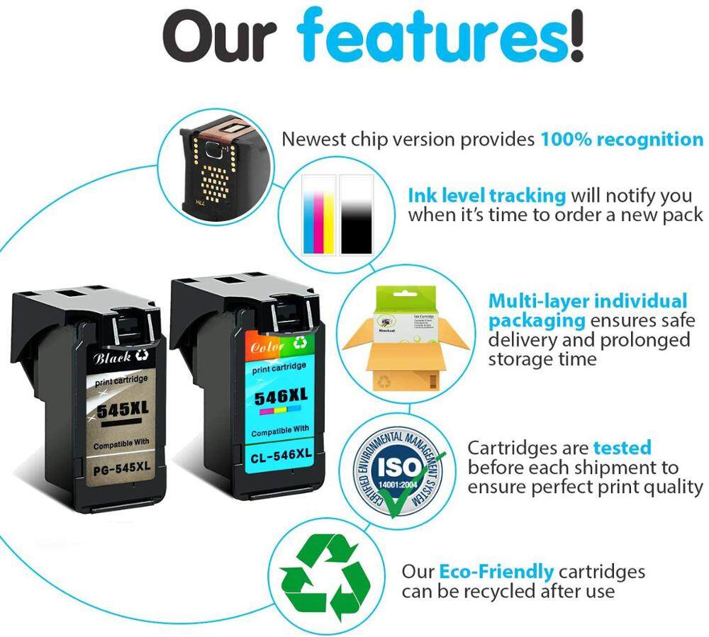 PG-545XL Black CL-546XL Color Ink Cartridge For Canon Pixma MG2550 ...