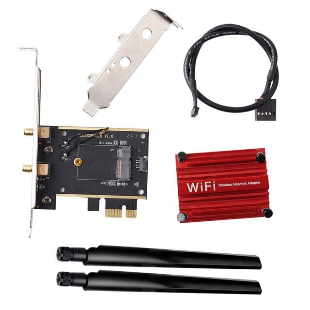Desktop Kit 5374Mbps WiFi 6E AX210HMW Mini PCI-E Wifi Card In AX210 Bluetooth 5.2 802.11ax 2 ...