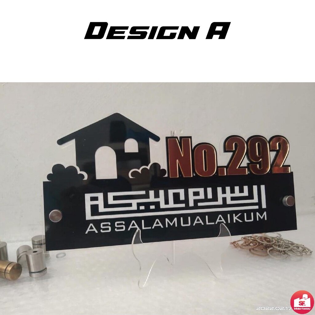 Papan Alamat Rumah Acrylic GOLD / Home House Office Address Signage ...
