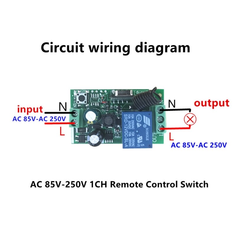 AC 220V 1CH RF 433MHz Wireless Remote Control Switch Module Learning ...
