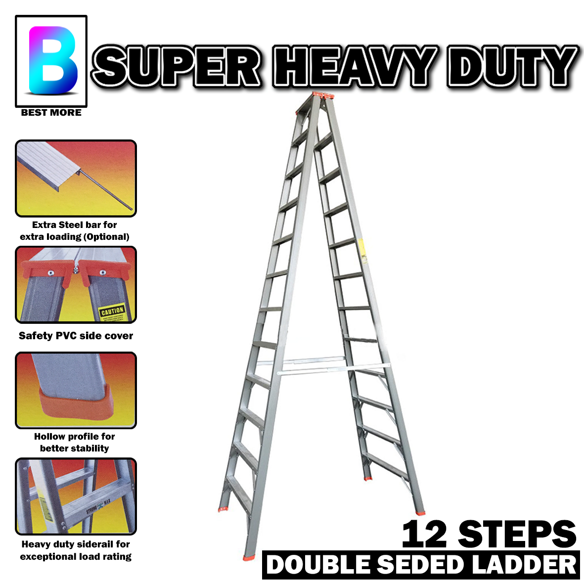 Ladder STRONG MAN Double Sided Super Heavy Duty (5 Steps, 6 Steps, 7 ...
