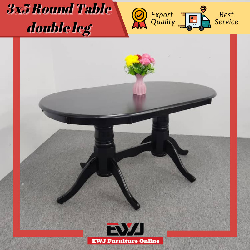 Ready Stock EWJ 3x5 Round Dining Table Double Empire Leg Cappuccino ...