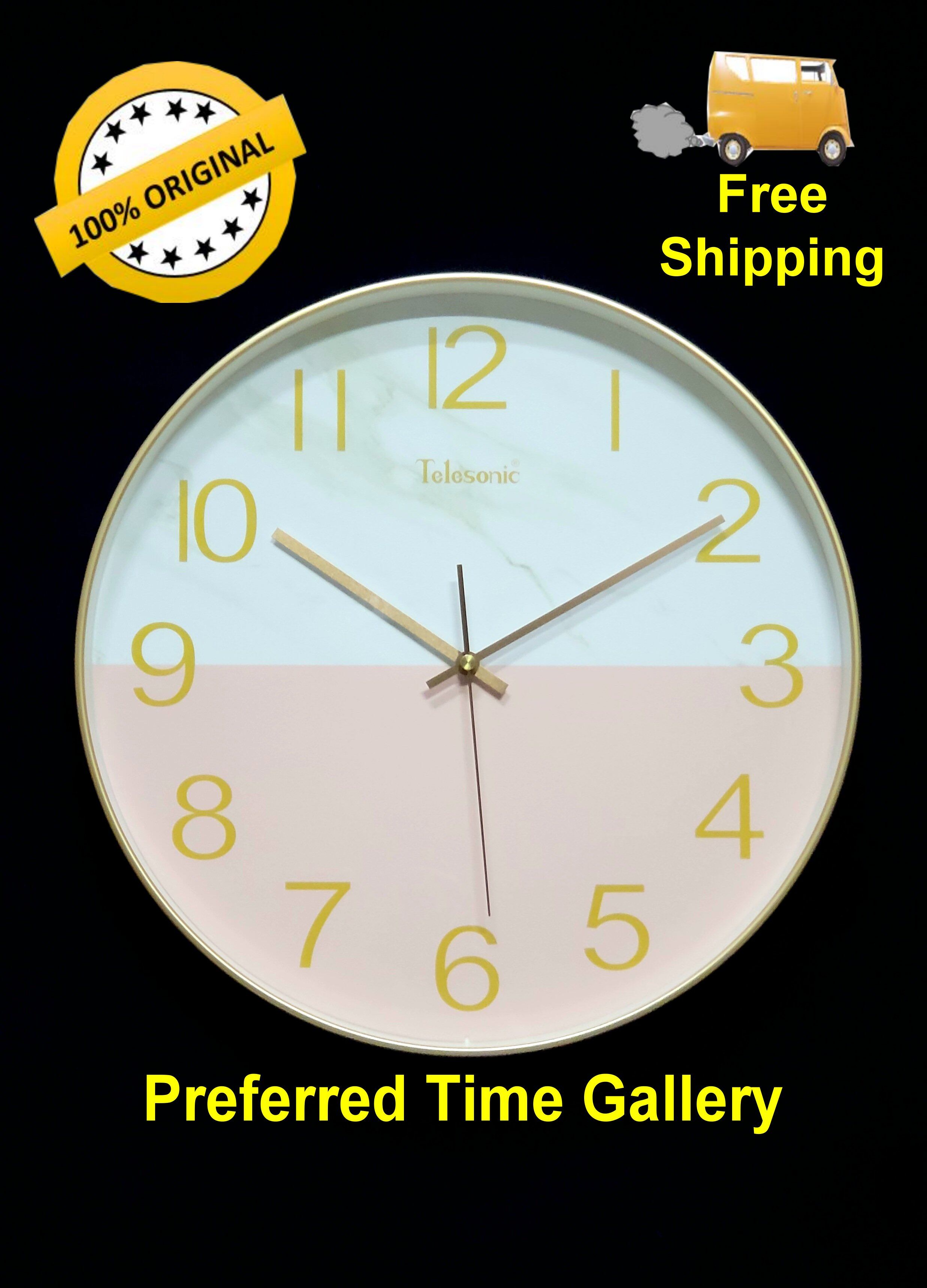 ORIGINAL Telesonic Wall Clock Q0736-7 Rose Gold Case,Pink/White Number ...