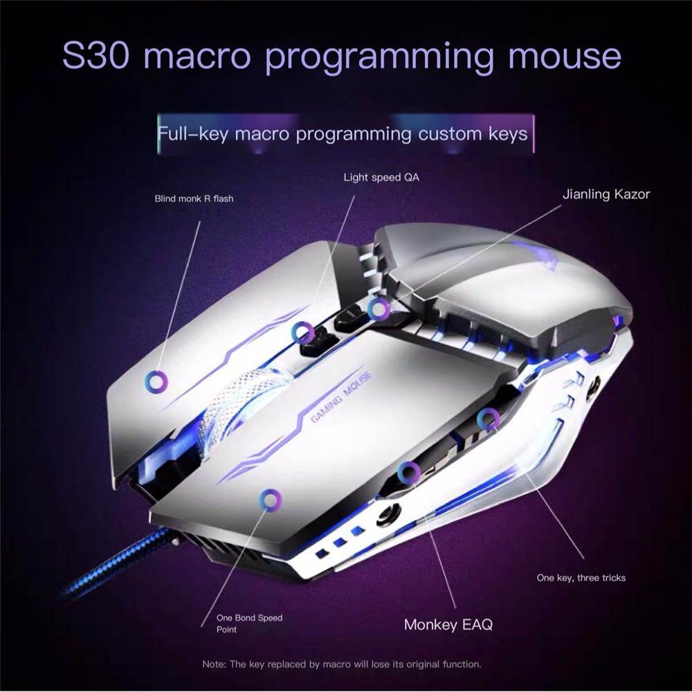 AULA S30 เมาส์สำหรับเล่นเกม 7 ปุ่มโปรแกรมเมาส์โลหะสำหรับแล็ปท็อปพีซี ...