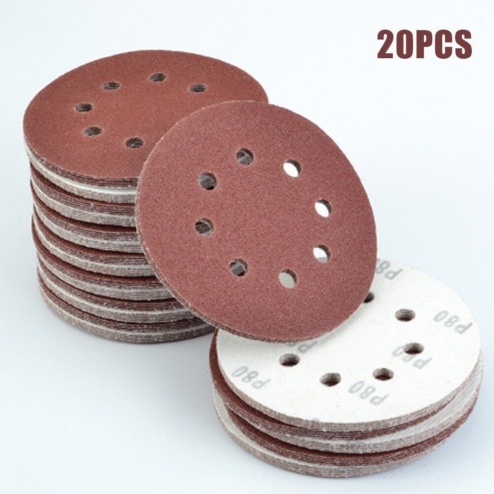 20pcs 5 Inch 125mm Round Sandpaper 8 Hole Hook & Loop Grit 40-2000 ...