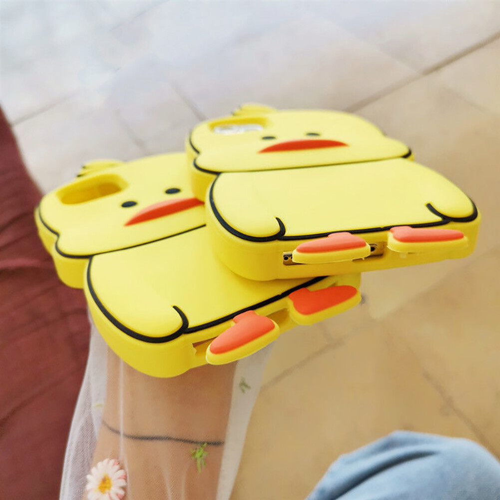 C-SAW iPhoneเหลืองเป็ด 3Dสเตอริโอกรณีอ่อนสำหรับiPhone 11 PRO MAX 7 8 SE ...