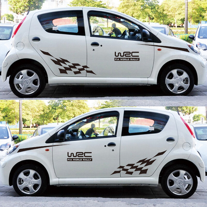 2Pcs Car modified waistline garland full car stickers body stickers WRC ...