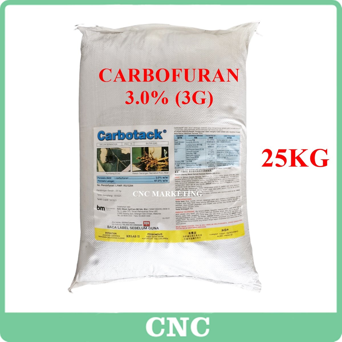 25KG Carbotack Carbofuran 3.0% Racun Serangga Sistemik (Seperti Furadan ...