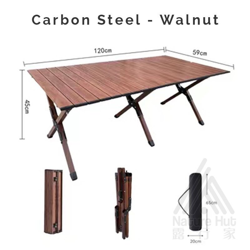 Camping Folding Table Outdoor Egg Roll Picnic Foldable Beech Wood ...