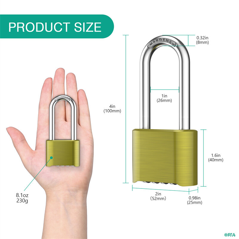 ORIA Heavy Duty Combination Padlock Outdoor 4 Digit Code Lock ...