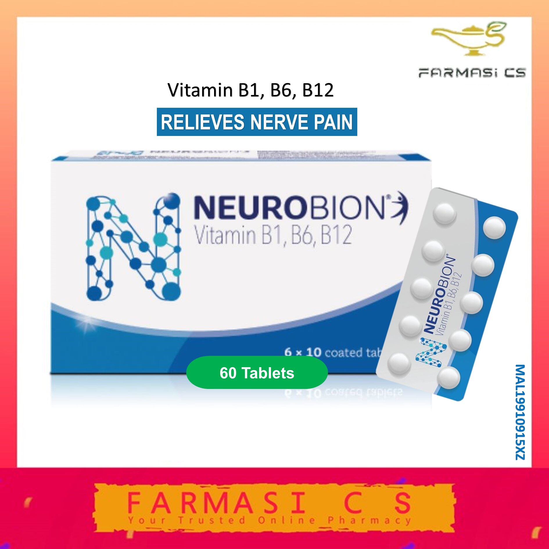 PROMO Neurobion Vitamin B1 B6 B12 - Strengthen Nerves 60 Tablets EXP:09 ...