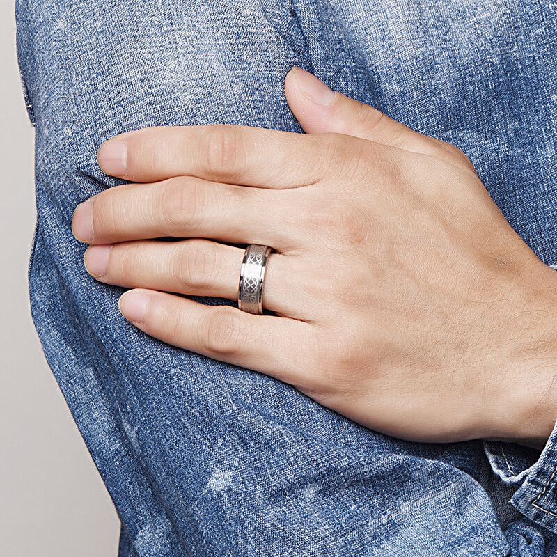 BONLAVIE Men's 8mm Laser Celtic Knot Brushed Genuine Tungsten Carbide ...