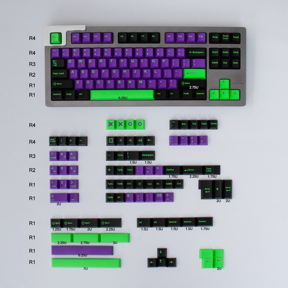 GMK Mecha-01 EVA Keycaps 173คีย์ ABS Double Shot Cherry Profile 6.25U ...