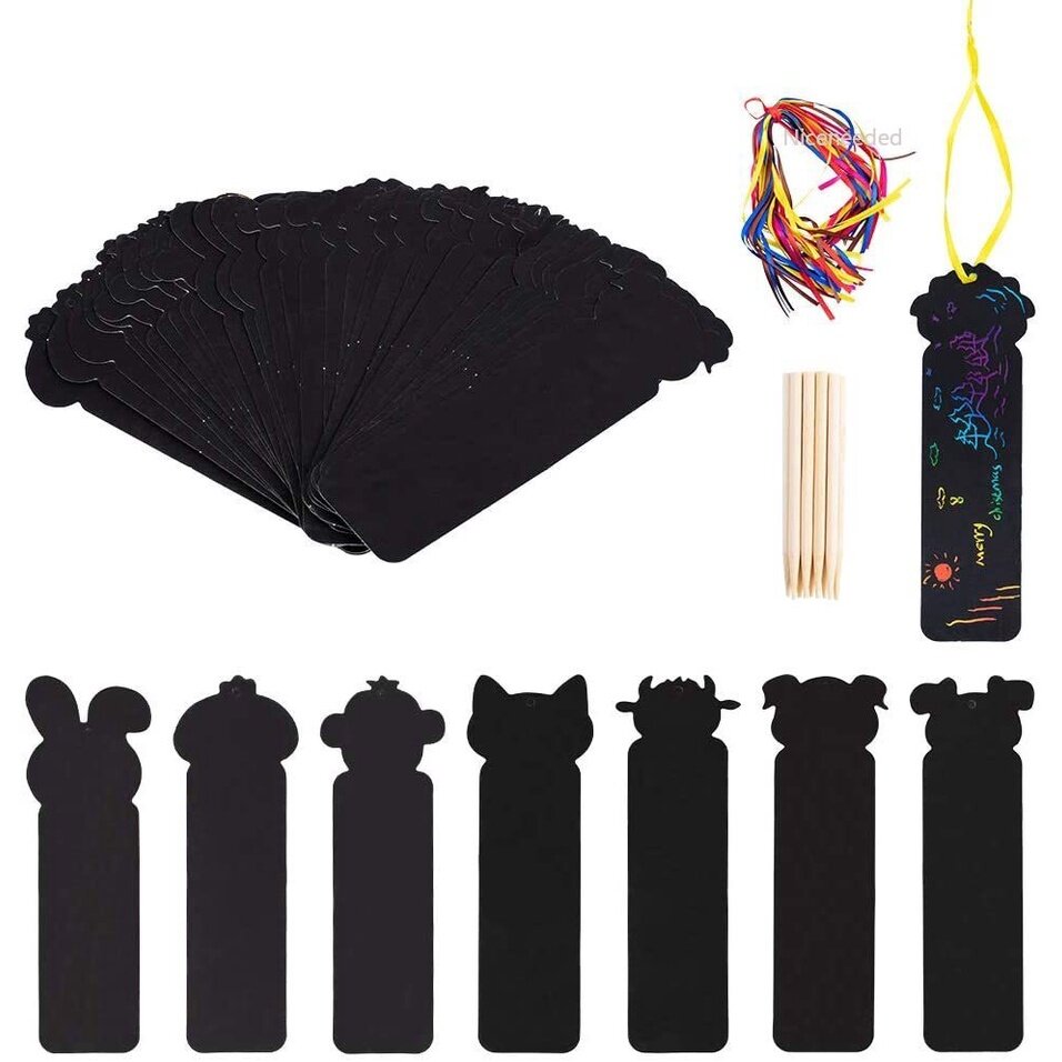 48 Sheets Rainbow Scratch Art Bookmark Papers 48 Pcs Colorful Stain ...