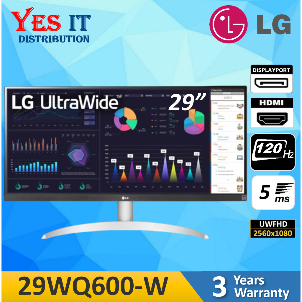 LG 29WQ600-W 29'' UltraWide FHD HDR10 AMD FreeSync™ IPS Monitor with ...