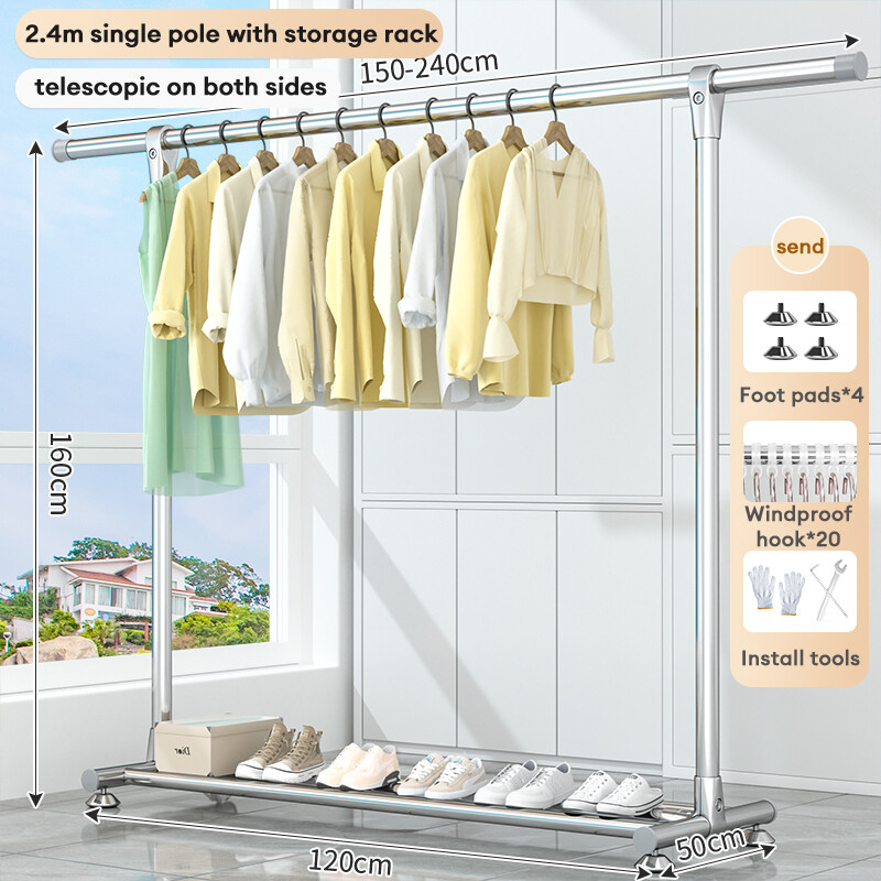 Single Pole Strong Steel Structure Laundry Rack Clothes Rack Hanging ...