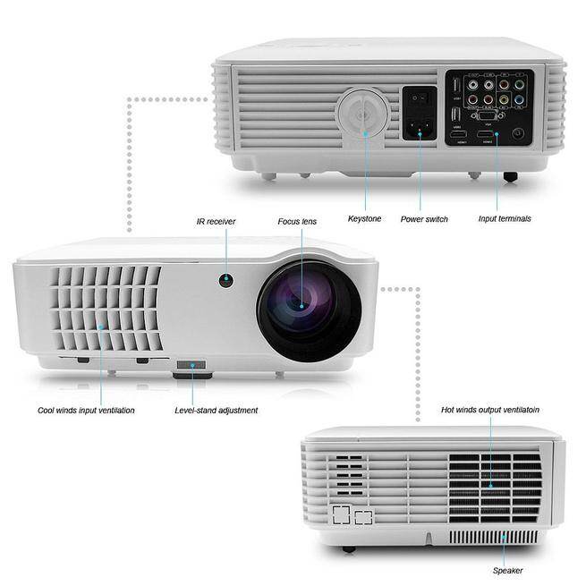 RD-804 Full Color 150 LED Projector 2500 HIGH Lumens 1080P 1300:1 ...