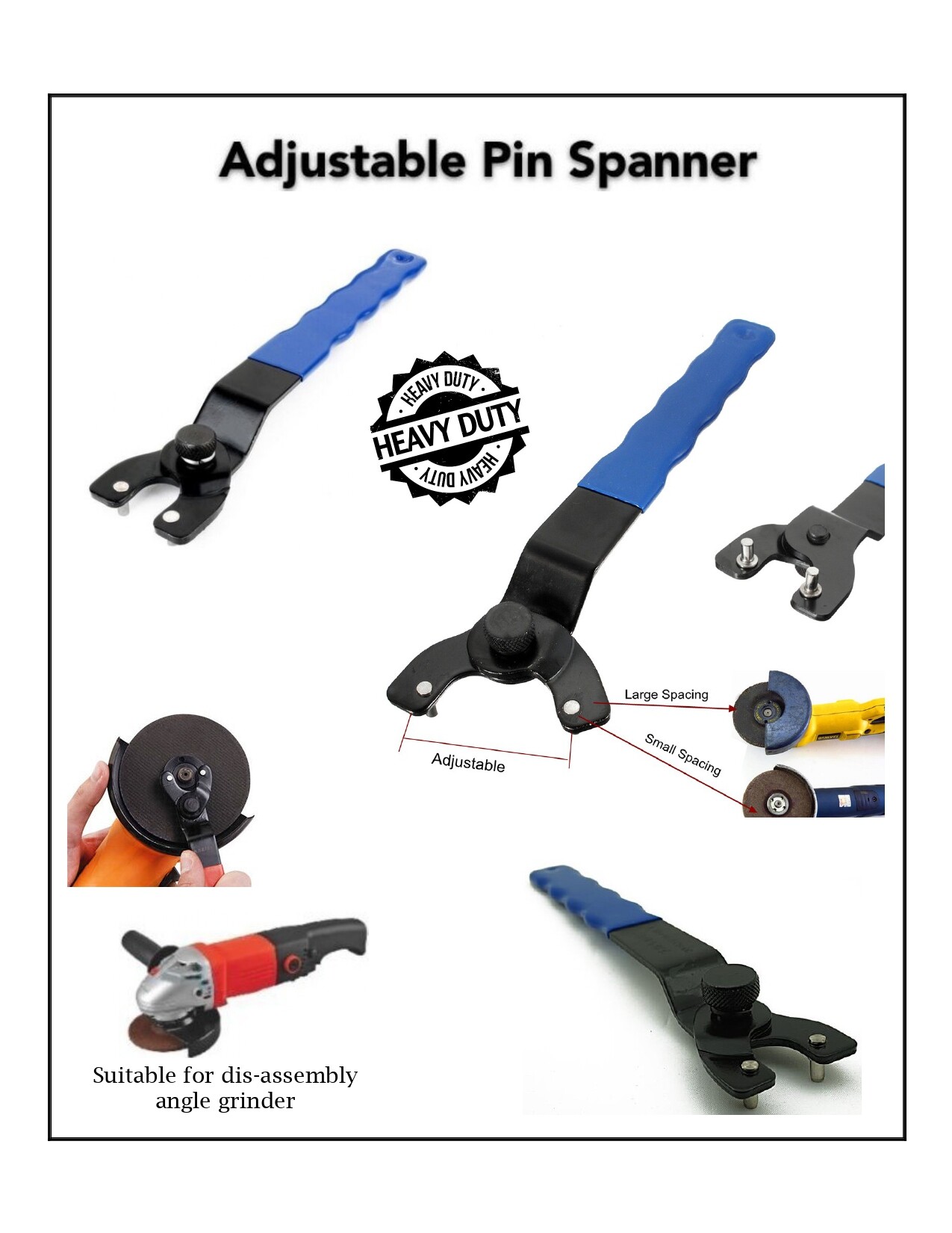 HEAVY DUTY Adjustable Pin Spanner Wrench 8-50mm for Angle Grinder ...