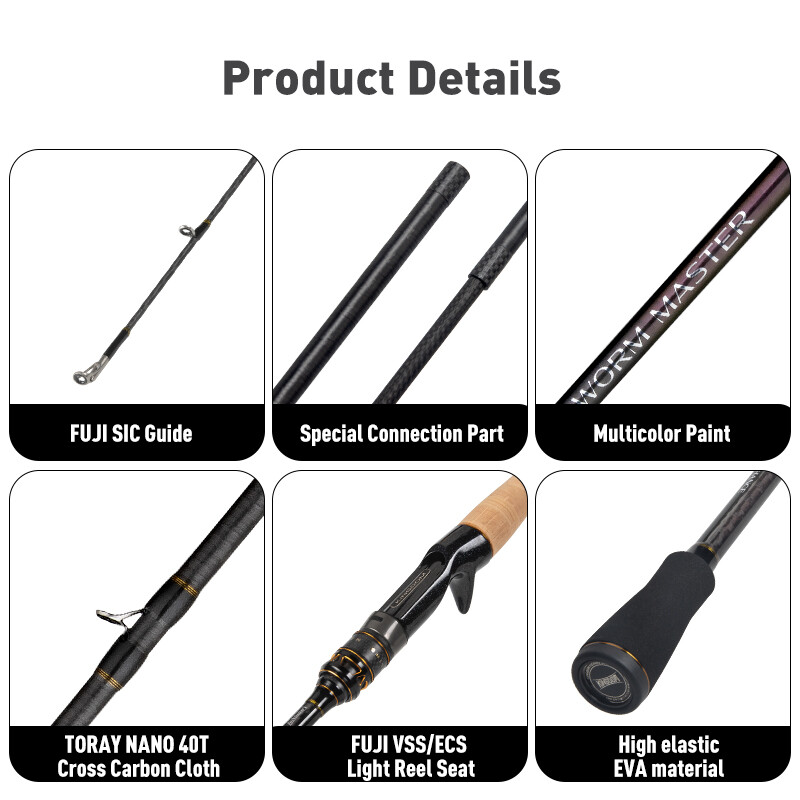 Kingdom WORM MASTER Spinning Casting Lure Rods 2ส่วน FUJI SIC Guide ...