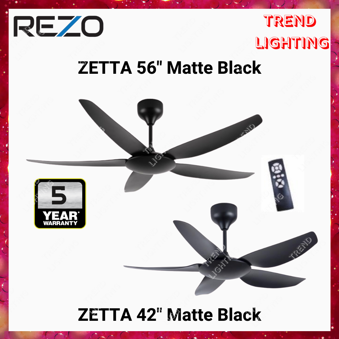 REZO ZETTA 56 Inches / 42 Inches DC Motor 5 Blades Ceiling Fan With 12 ...