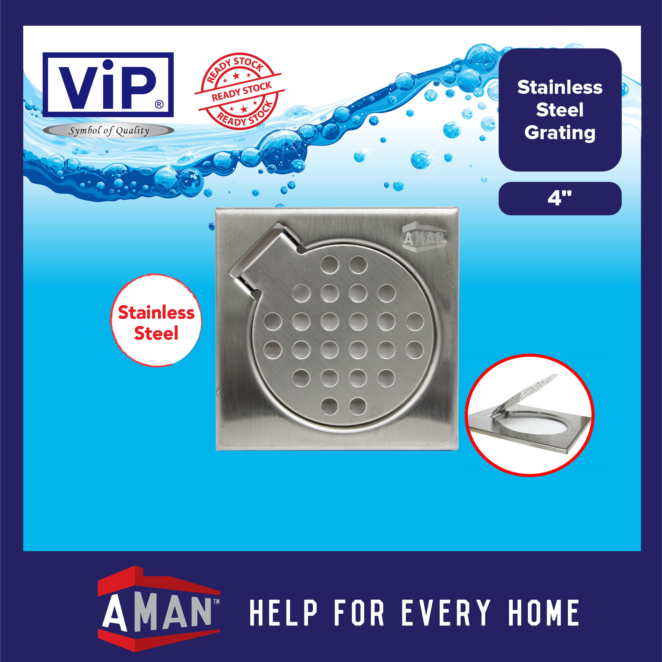 ViP Stainless Steel Floor Grating Bathroom Toilet Drain Pipe Cover ...