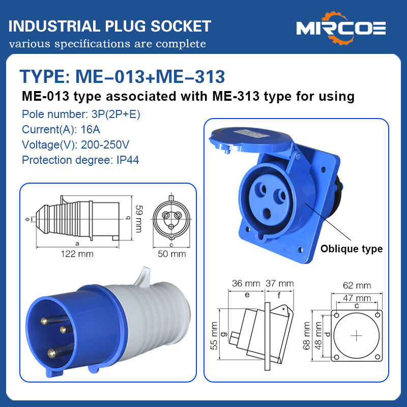 16A 3pin 4pin 5pin Industrial Plug Inudstrial Connector Coupler Panel ...