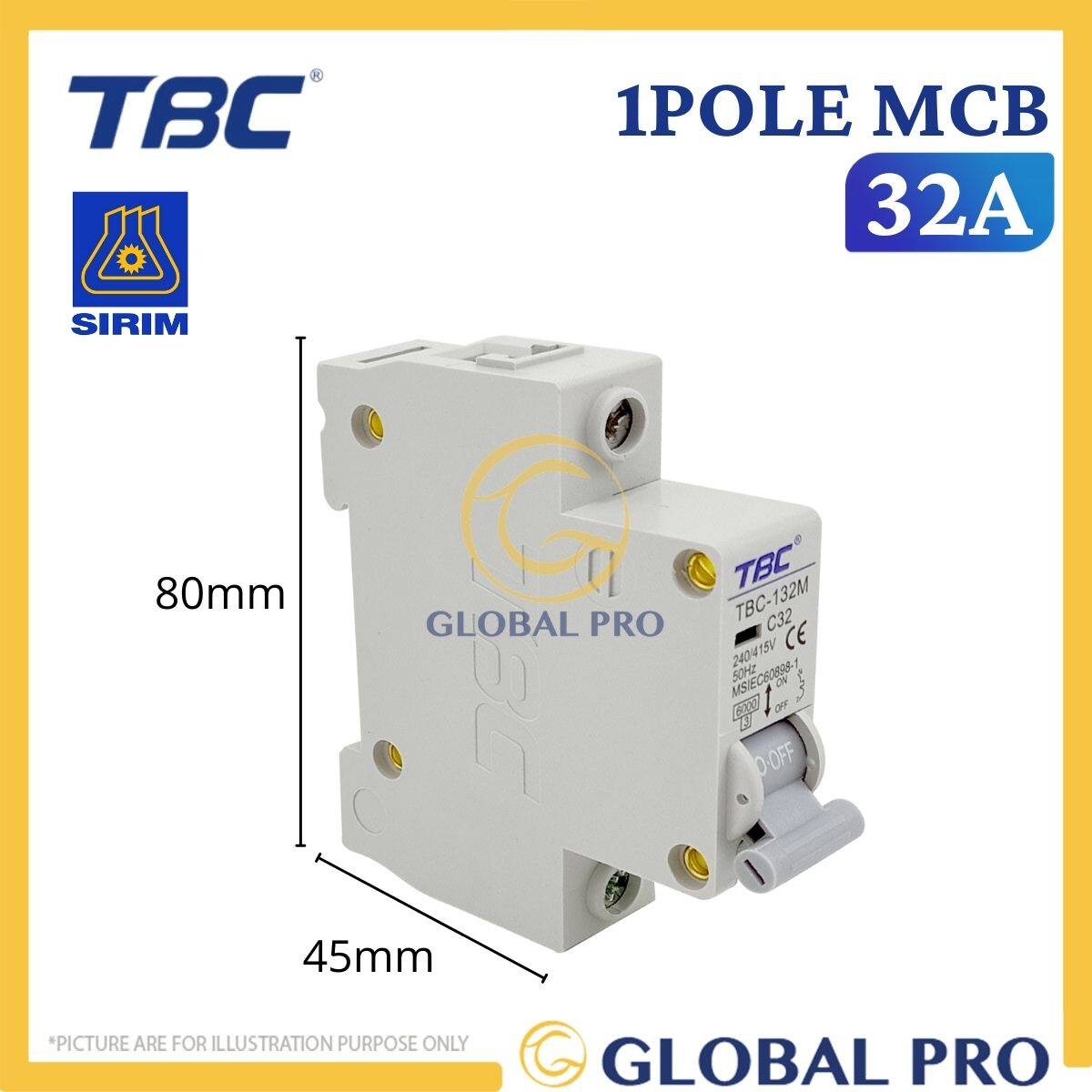 SIRIM TBC 1 POLE MCB ( Miniature Circuit Breaker) 6,10,16,20,32,40,50 ...