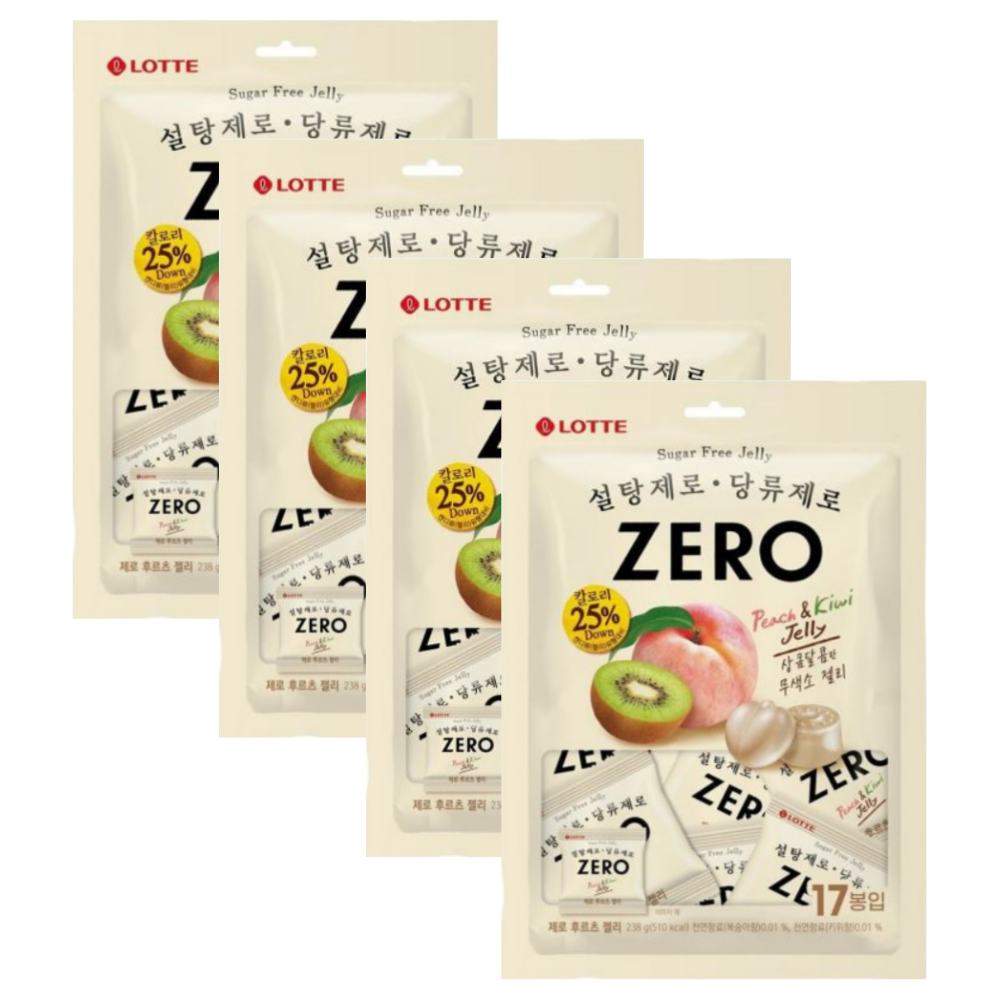 Lotte Sugar Zero Fruits Jelly Korean Sugar Free Peach and Kiwi Fruit ...