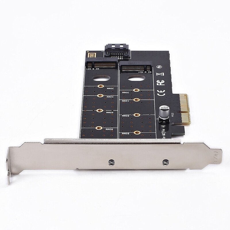 Dual M.2 Pcie Adapter, M2 Ssd Nvme (M Key) Or Sata (B Key) 22110 2280 2260 2242 2230 To Pci-E 3. ...