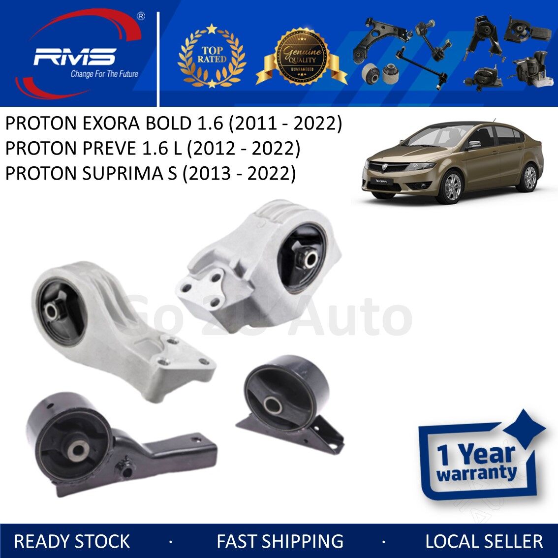 RIMS BRAND ENGINE MOUNTING 1 SET 4PCS -PROTON PREVE 1.6 AUTO (2012-2022) EXORA BOLD 1.6 CFE(2011 ...